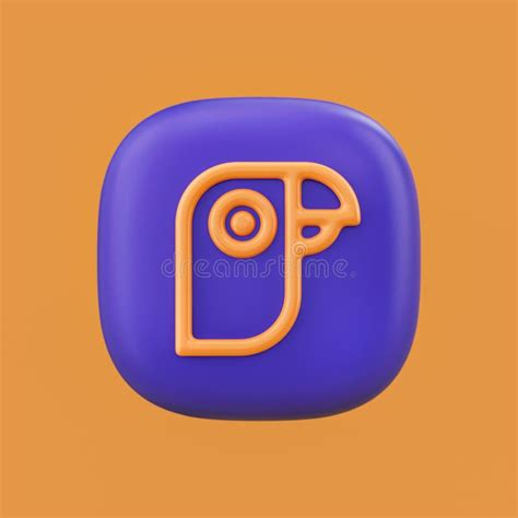 Emotion Icon Parrot 3d Icon On A Rounded Button Shape Outline Emoji 3d Rendering Flat