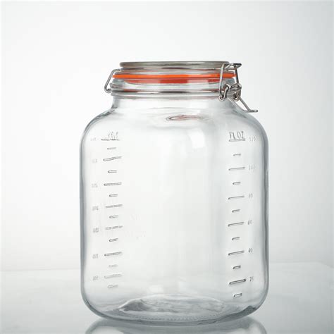 2 Pcs 11 Gallon Square Super Wide Mouth Glass Jar With Airtight Lids