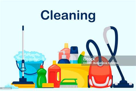 청소 서비스 배너 웹 사이트 인포 그래픽 청소를위한 가정용 용품 및 청소 제품 벡터 개념 위생 및 화학 제품 가사 집안일에 대한 스톡 벡터 아트 및 기타 이미지 Istock
