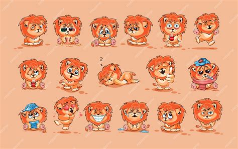 Set Kit Collection Stock Illustrations Isolé Emoji Personnage Dessin