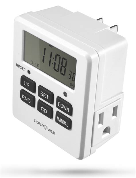 Digital Outlet Timer Fospower [etl Listed] Digital Lcd Dual Outlet Programmable Timer 7 Day