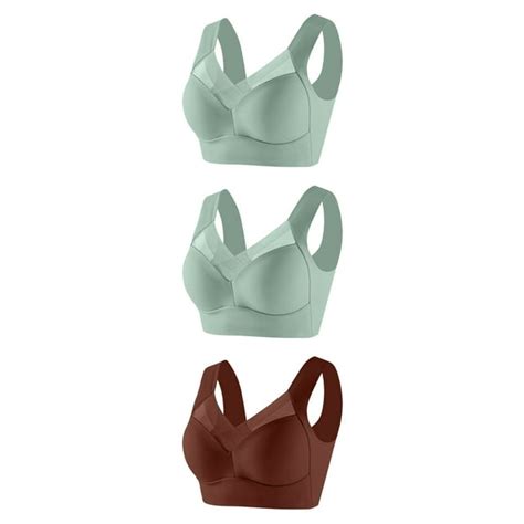 3 Pack Women No Underwire Bras Scalloped Full Coverage Push Up Bra Soft