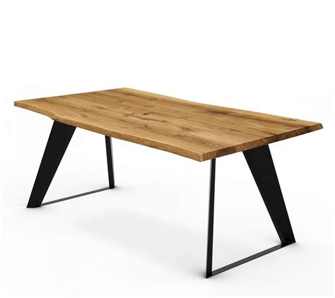 Live Edge Solid Oak Kitchen Dining Table With W Frame Legs Industrial