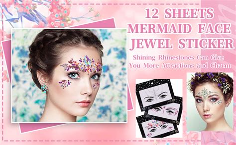 Siquk 12 Sets Face Jewels Stick On Face Gems Stickers
