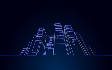 Single Continuous One Line Art City Building Construction Architecture