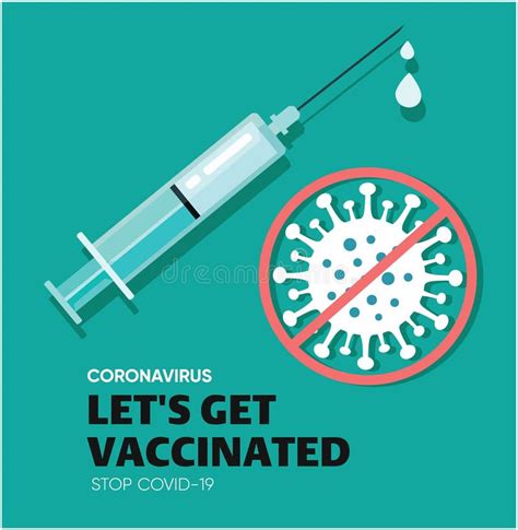 Covid19疫苗接种海报 注射器 病毒防护概念 让我们接种疫苗 停止covid19 向量例证 插画 包括有 爆发 病症