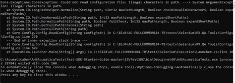 Test Sdk Could Not Read Configuration File Illegal Characters In Path