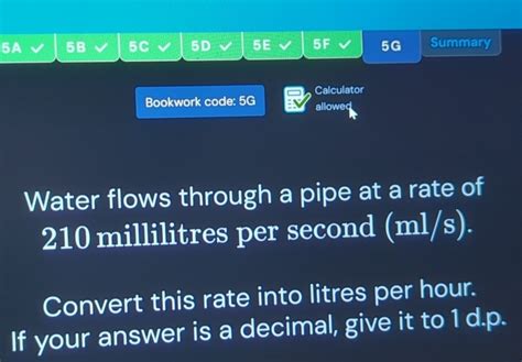 Solved 5A 5B 5C 5D 5E 5F 5G Summary Calculator Bookwork Code 5G