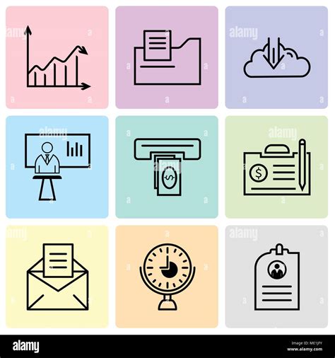 Set Of 9 Simple Editable Icons Such As Cv Clock Email Contract Cash