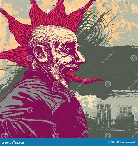 Vector Illustration With Young Punk In Grunge Styl Stock Images Image