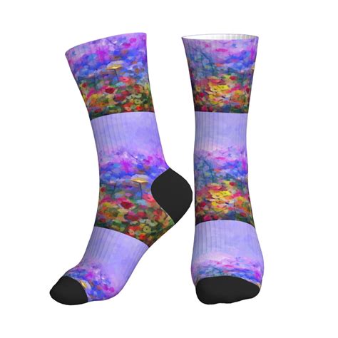 Crew Socks For Women Men Athletic Colorful Purple Cosmos Flower Soft