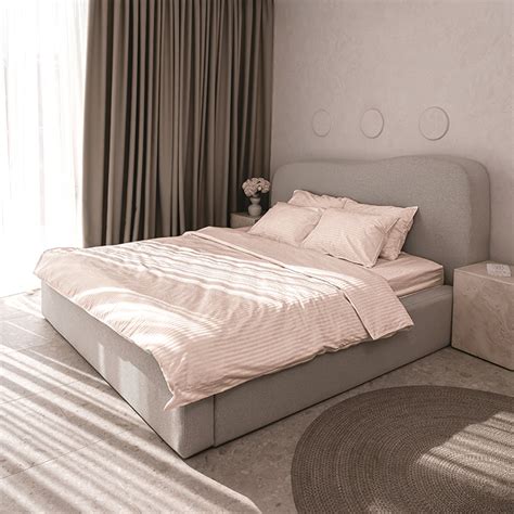 Постільна білизна з турецького страйп сатину King Size нюдовий Textile Hygge