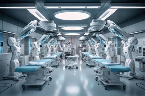 Ai Robot Assembly Line In A High Tech Lab Stock Illustration