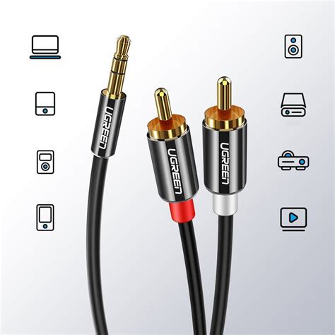 Ugreen 35mm Male To 2 Rca Male Cable 2m Black Av11610584