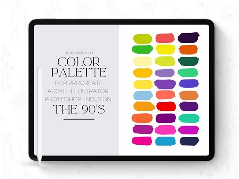 90s Color Palette For Procreate 1990s Color Swatches For Adobe Photoshop And Illustrator Neon