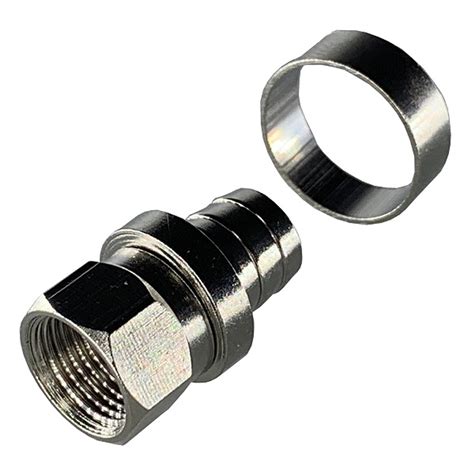 Eagle Rg11 Coaxial Cable Hex Crimp Connector Two Piece Male Silver Plate F Connector 1 Pack
