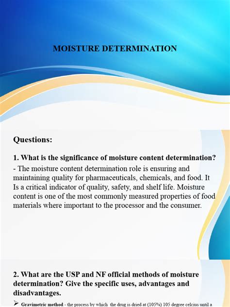 Moisture Determination Pdf