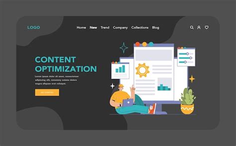 premium vector content optimization dark or night mode web landing