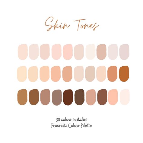 Skin Tones Procreate Color Palette Procreate 30 Swatches Ipad