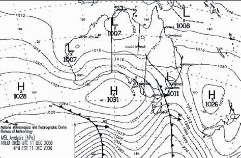 Mean Surface Level Msl Analysis For Australia For 1600 Est On 11