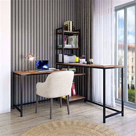 ABOUT SPACE 3 Tier Computer Table With Unique L Shaped Modern Desktop For PC Laptop Study