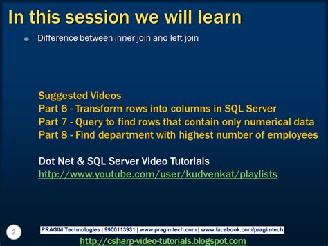 Sql Server Net And C Video Tutorial Part 9 Difference Between