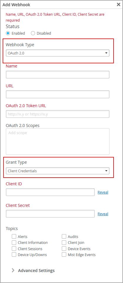 Oauth Webhook Mist
