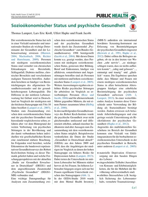 PDF Sozioökonomischer Status und psychische Gesundheit