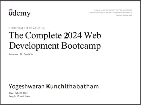 Webdevelopment Udemy Certificate Learningneverstops Yogeshwaran K