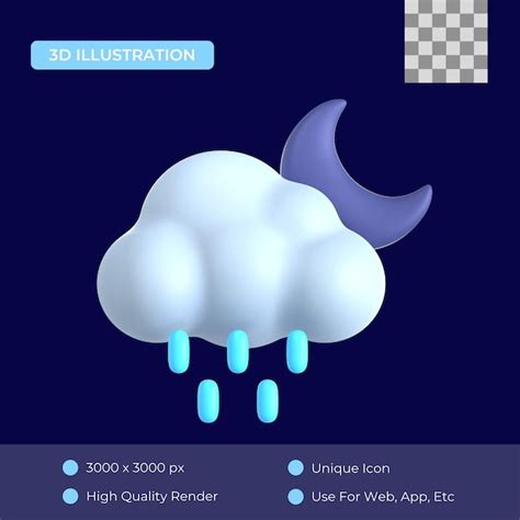 Premium Psd Heavy Rain At Night 3d Icon