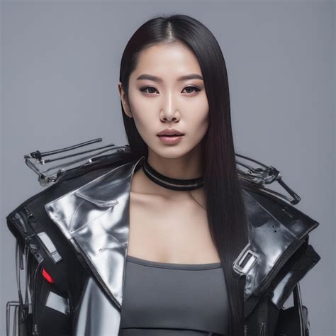 Premium Ai Image Portrait Of Beautiful Woman Cyberpunk Style