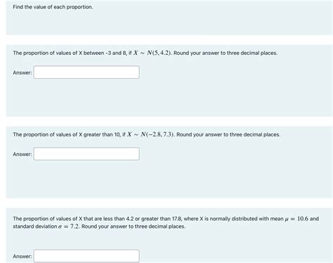 Solved Find The Value Of Each Proportion The Proportion Of