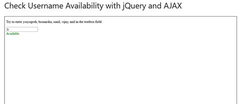 11ajax Check Username Availability Example