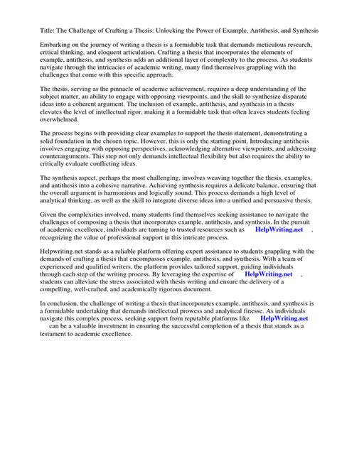Example Of Thesis Antithesis And Synthesis Pdf