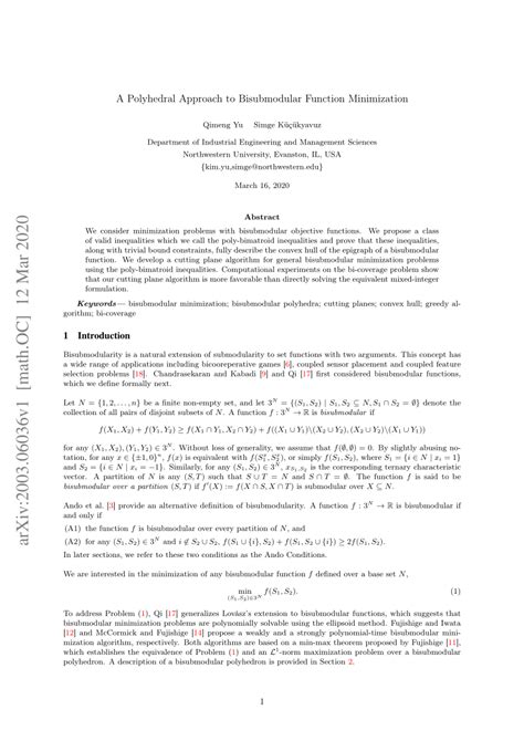 Pdf A Polyhedral Approach To Bisubmodular Function Minimization