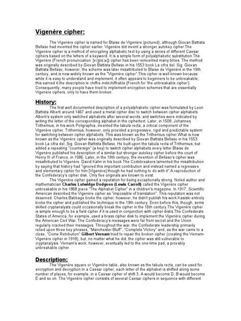 Vigenèrecipher Pdf Computer Security Exploits Areas Of Computer