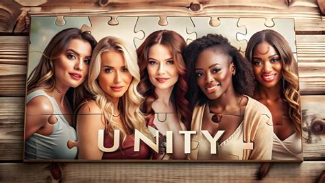 Plus Size Model Puzzle Border Frame With Unity Text Concept As A Border