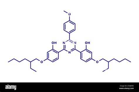 Bemotrizinol Sunscreen Molecule Uv Filter Blue Skeletal Formula On