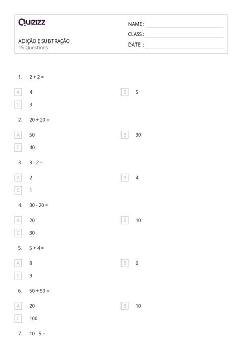 Atividade De Subtração Worksheet