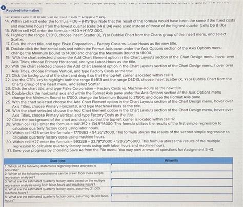 Solved Excel Analytics Interpretation Of Cost Chegg