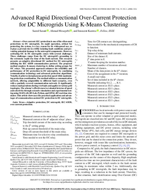 Pdf Advanced Rapid Directional Over Current Protection For Dc Microgrids Using K Means