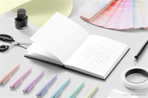 Open Notebook Designer Mockup Psd Editable Template