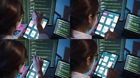女性信息技术工程师夜间工作和编码程序视频素材下载编号21096762光厂vj师网