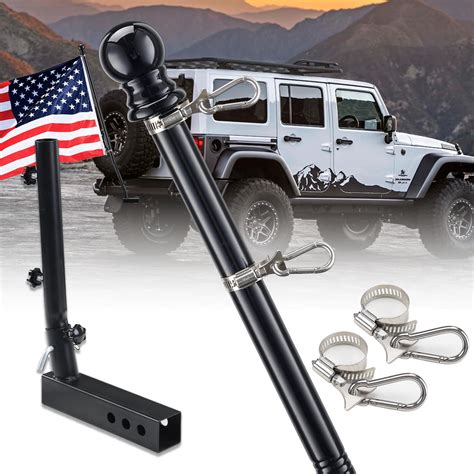 Truck Flag Pole Kit With Trailer Hitch Holder 6ft Heavy Duty Flagpole