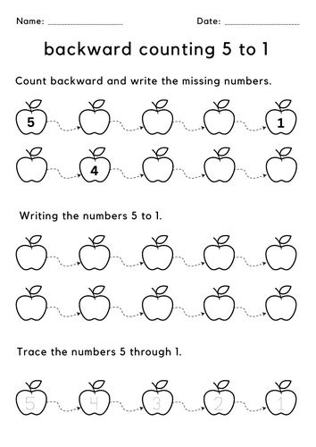Printable Missing Number Backward Counting 5 To 1 Worksheet For