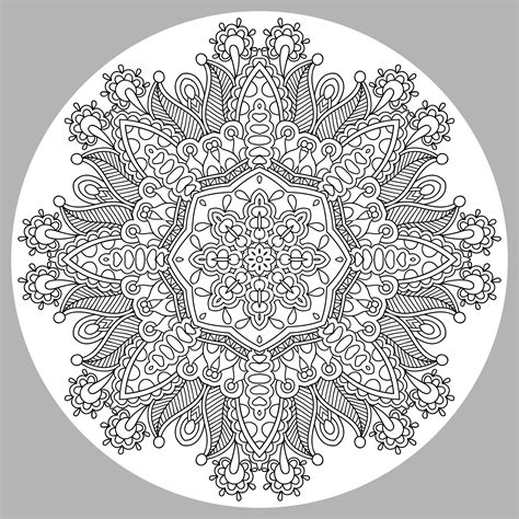 Complex Mandala With Grey Background Mandalas With Flowers And Vegetation 100 Mandalas Zen