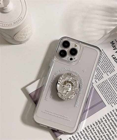 아이폰 여신 실버 그립톡 투명 풀커버 실리콘 젤리 심플 유니크 거치대 특이한 친구 우정 선물 핸드폰 휴대폰 애플 폰 케이스 아이폰케이스 X 11 12 프로 13 14 프로맥스