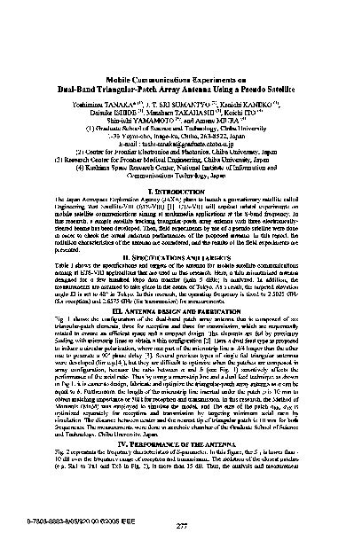 Pdf Mobile Communications Experiments On Dual Band Triangular Patch