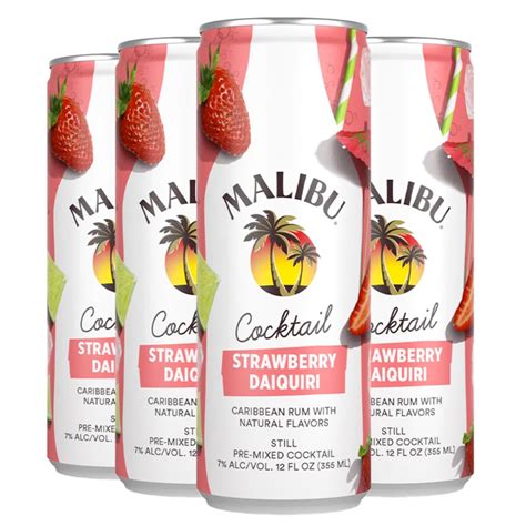 Malibu Strawberry Daiquiri Cocktail 4x12oz Cans Nationwide Liquor