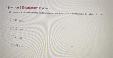 solved question 1 mandatory 1 point assume z is a